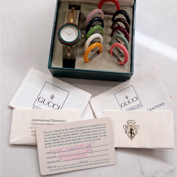 Gucci | Accessories | Vintage Gucci Changeable Bezel Watch Womens Gold ...